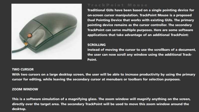 Prototypes of the TrackPoint Mouse,Dual TrackPoint Keyboard and other ...